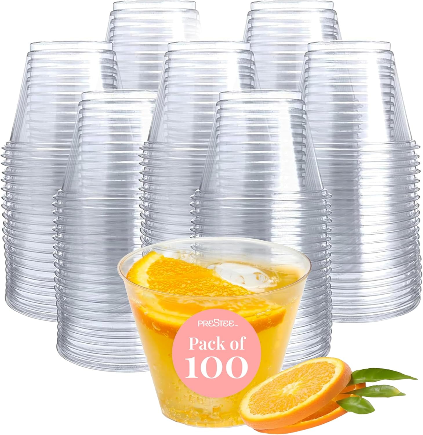 Shukong Set of 100-5 oz Clear Plastic Cups - Hard Disposable Drinkware ...