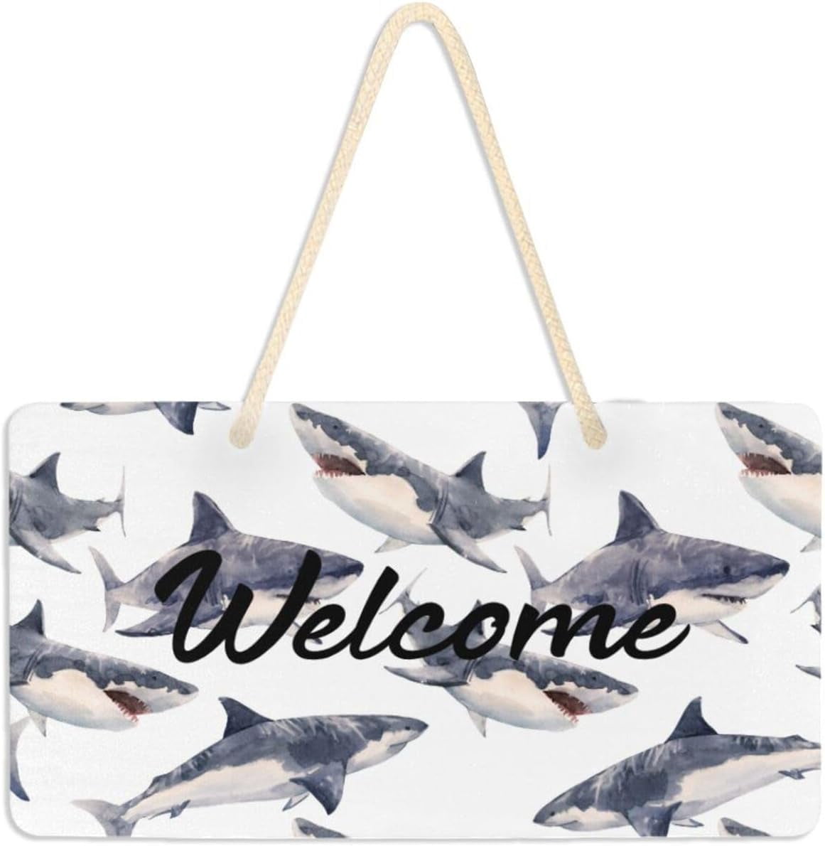 Shukong Shark Welcome Sign Waterproof PVC Hanging Front Door Sign for ...