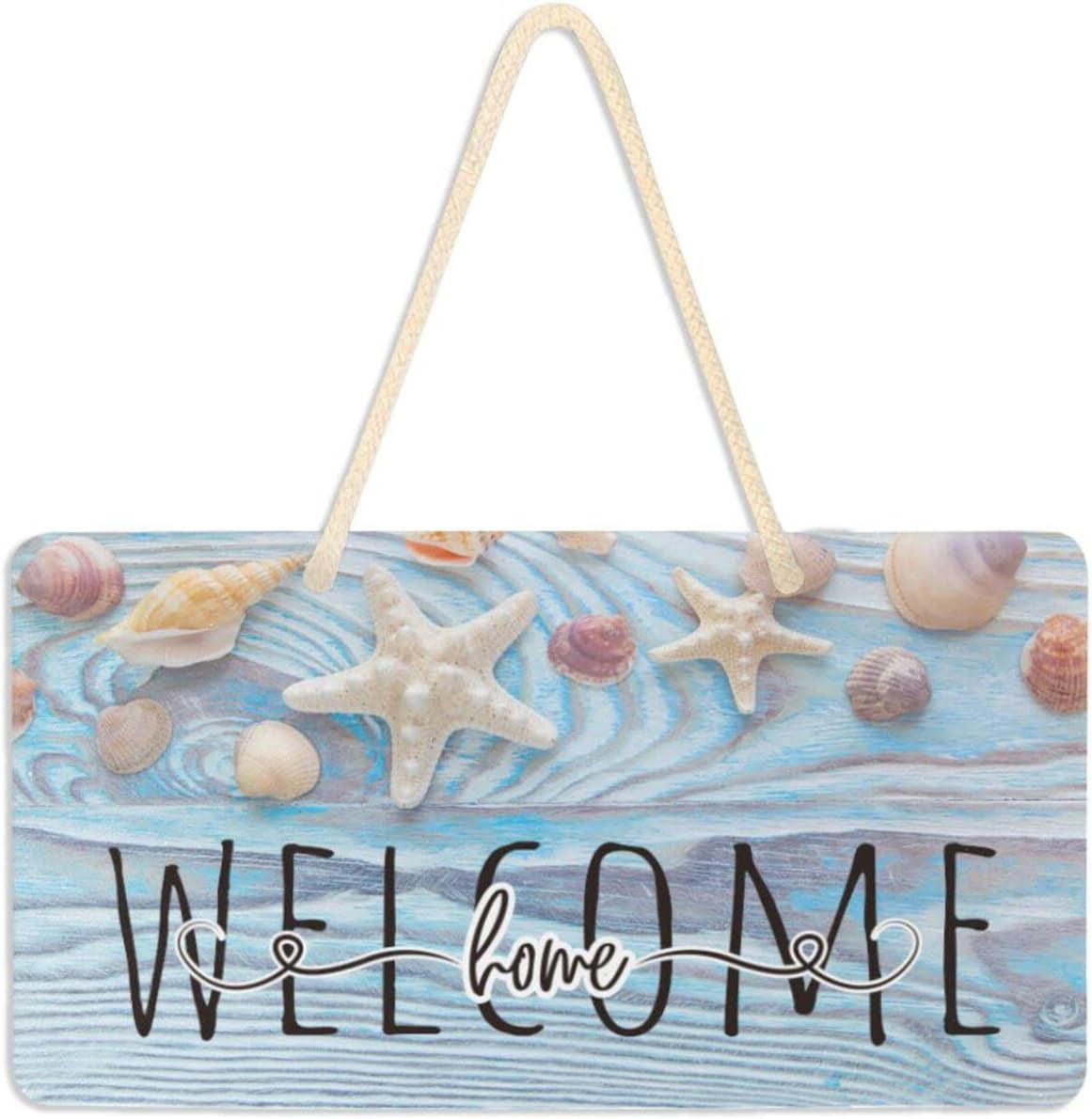 Shukong Shells Conch on Blue Wooden Door Sign for Front Door, Plaque ...