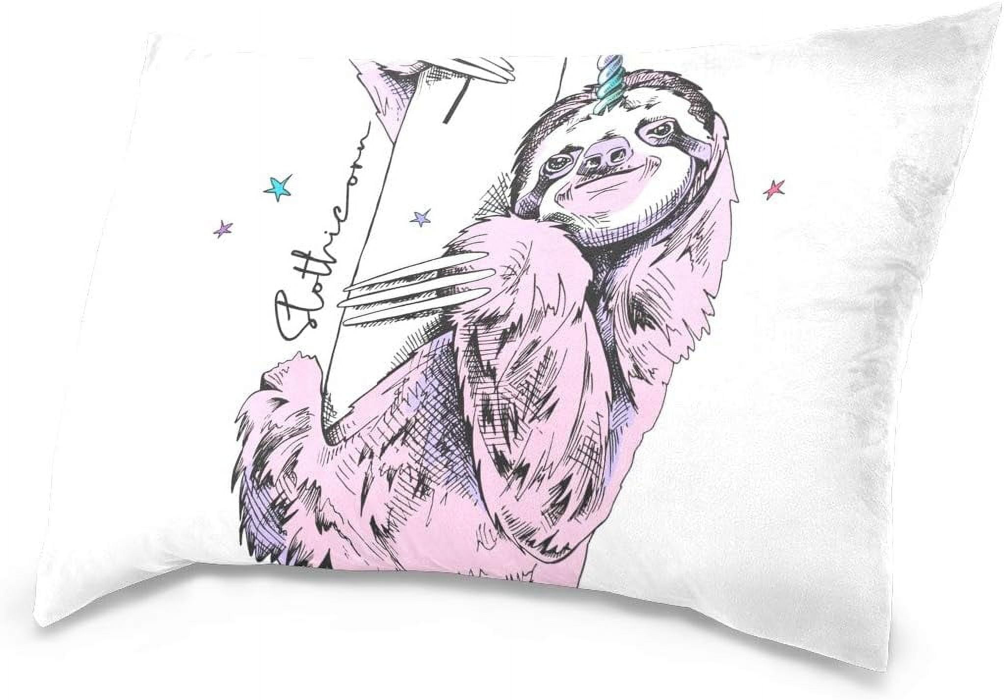 Shukong Sloth with A Unicorn Horn Velvet Oblong Lumbar Plush Throw ...