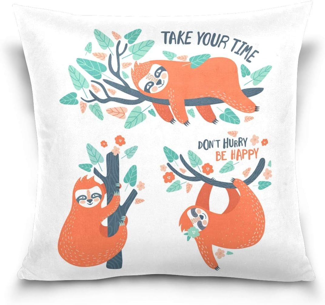 Shukong Sloths in Different Postures Velvet Oblong Lumbar Plush Throw ...