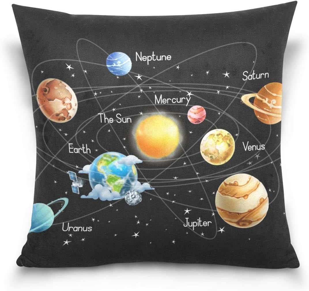 Shukong Solar System On Black Velvet Oblong Lumbar Plush Throw Pillow ...