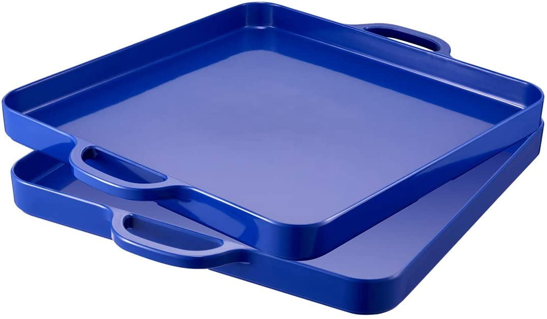 Shukong Square Serving Trays with Handles Melamine D Blue 12.5x12.5 ...