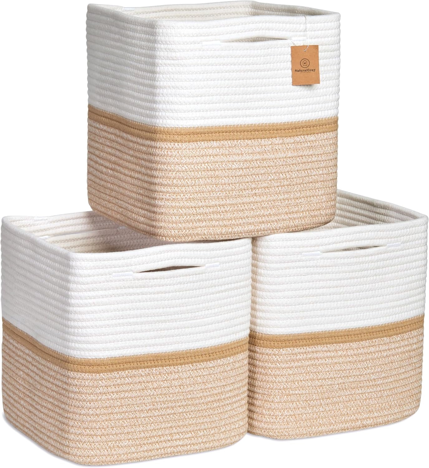 Shukong Storage Cubes 11 Inch Cn Rope Woven Baskets for Organi, 3-Pack ...