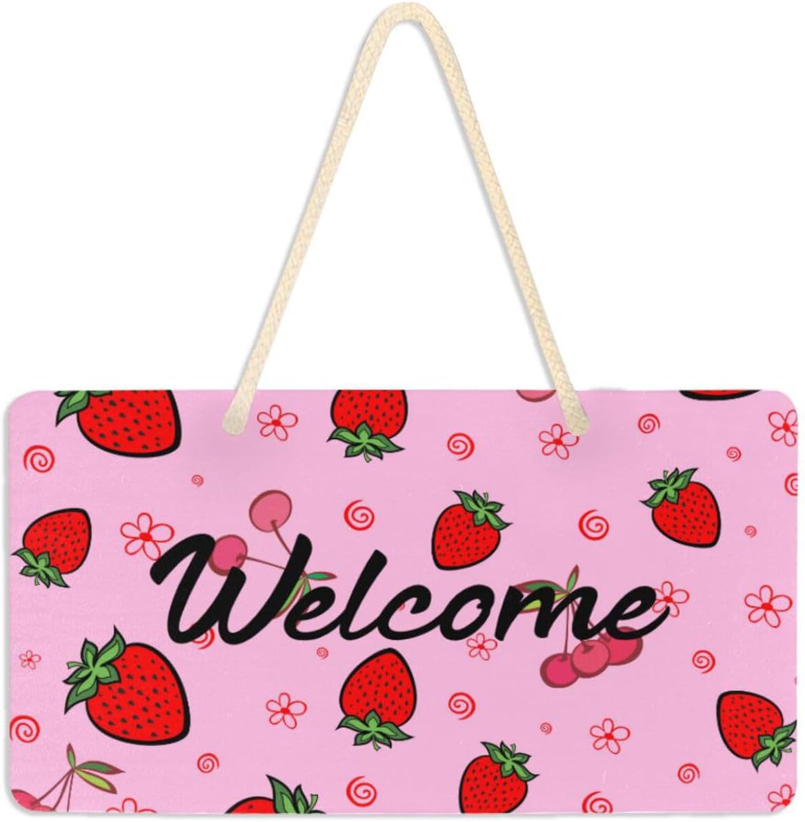 Shukong Strawberry Welcome Sign Waterproof PVC Hanging Front Door Sign ...