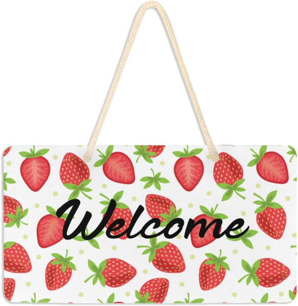 Shukong Strawberry Welcome Sign Waterproof PVC Hanging Front Door Sign ...