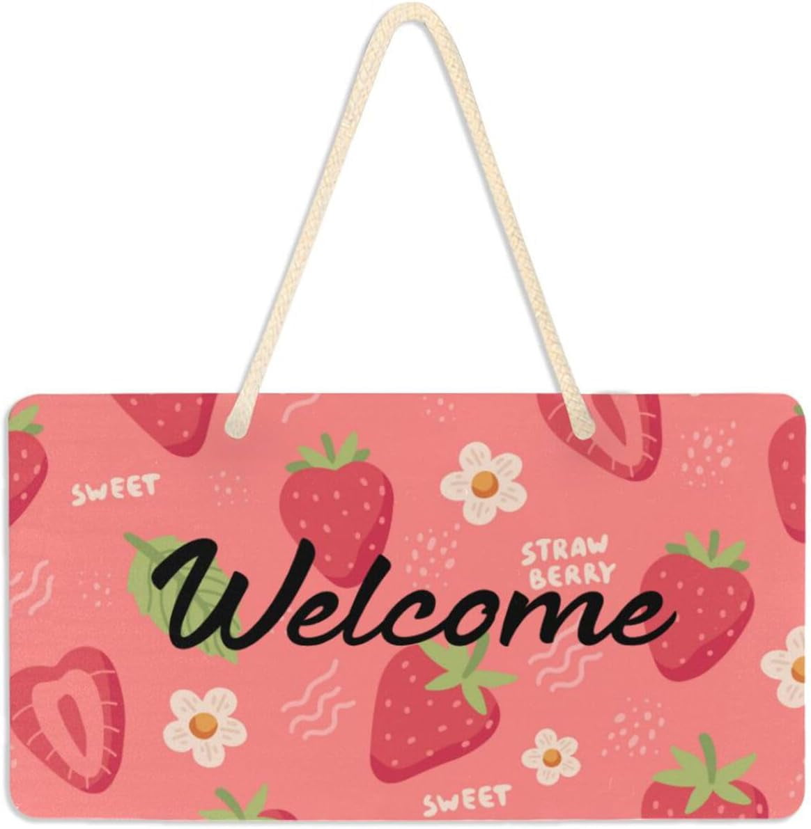 Shukong Strawberry Welcome Sign Waterproof PVC Hanging Front Door Sign ...