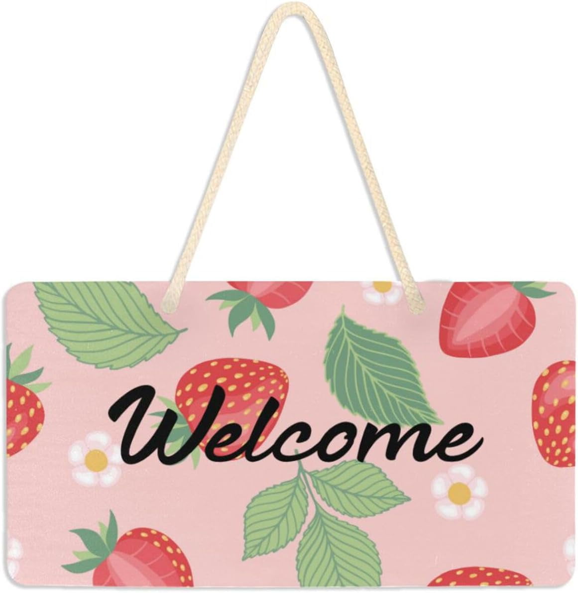 Shukong Strawberry Welcome Sign Waterproof PVC Hanging Front Door Sign ...