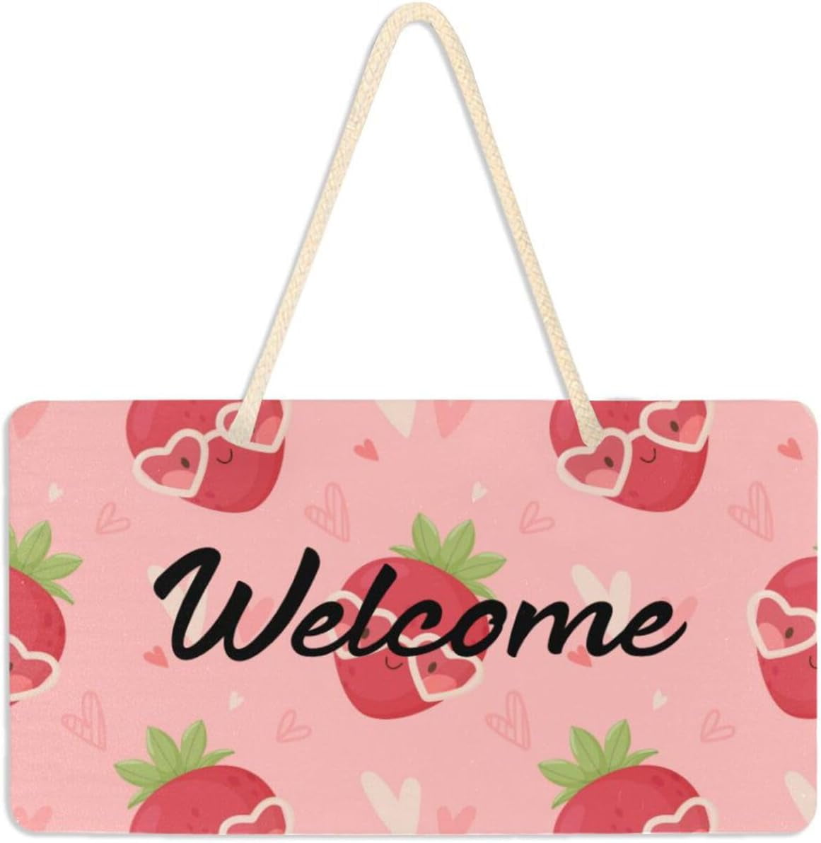Shukong Strawberry Welcome Sign Waterproof PVC Hanging Front Door Sign ...