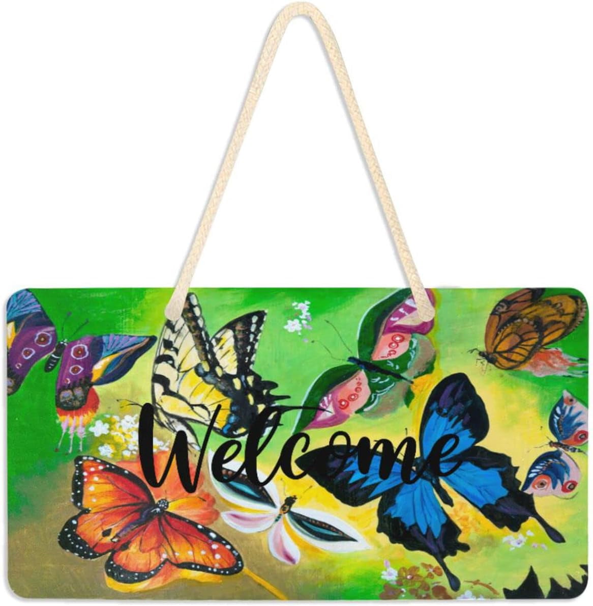 Shukong Summer Butterflies Oil Painting Door Sign for Front Door ...
