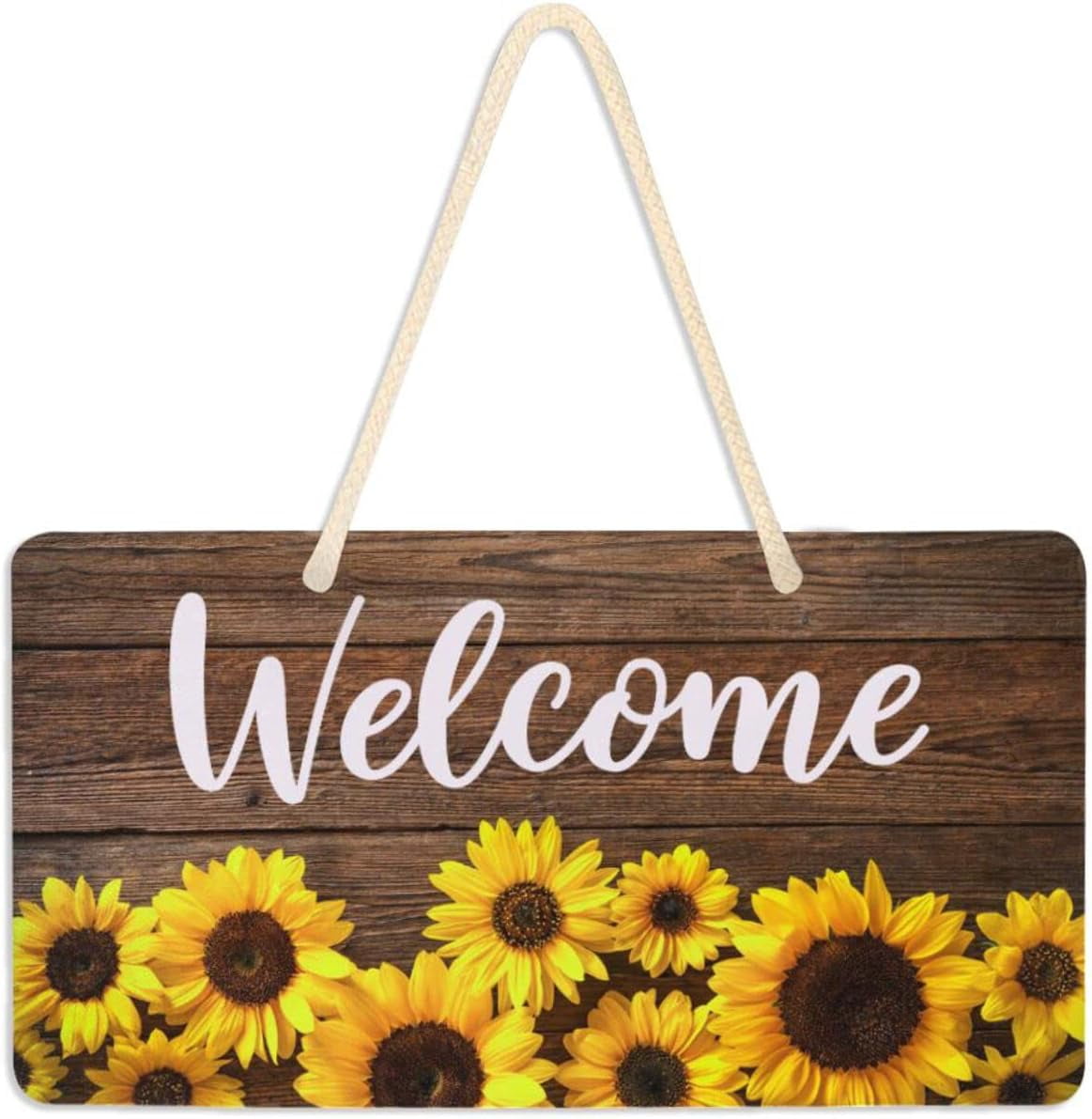 Shukong Sunflowers on Wooden Door Sign for Front Door, Plaque House ...