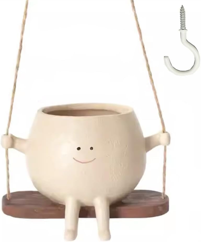 Shukong Swing Face Planter Pot Hanging Swinging Smiley Planter Cute ...