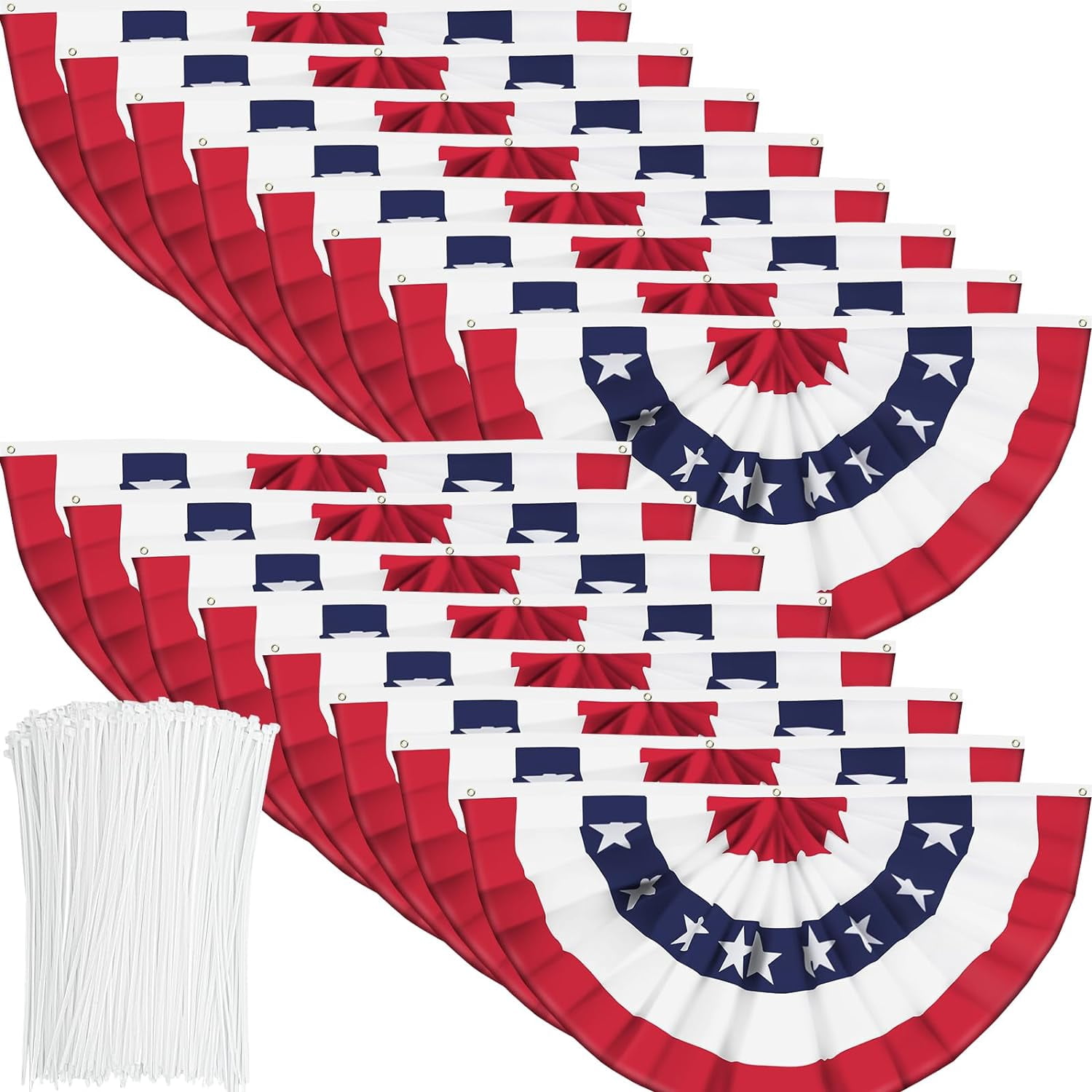 Shukong USA Pleated Fan Flag American US Bunting Flag Patriotic Half ...