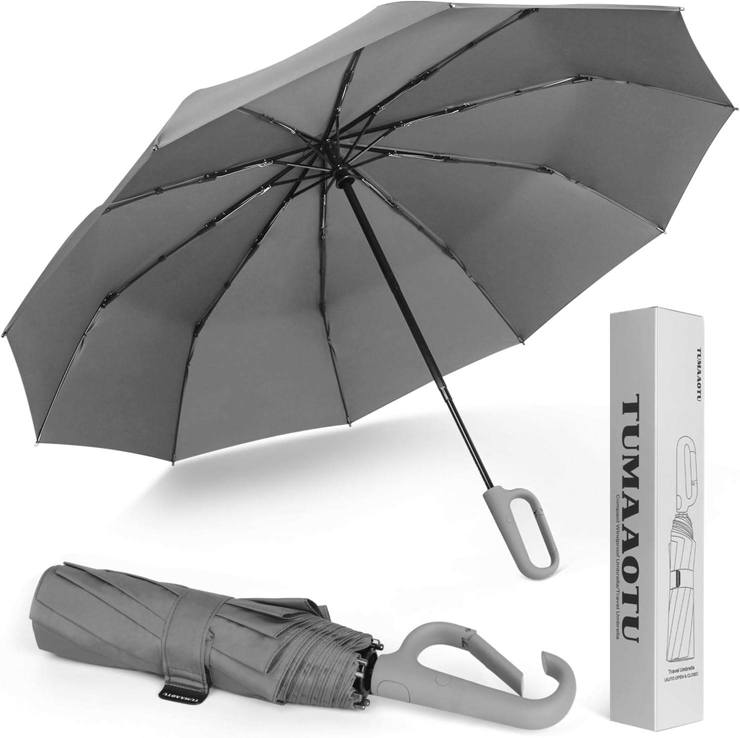 Shukong Umbrella w/ Novelty Carabiner Handle, Travel Umbrellas for Rain Windproof Compact, Small ...