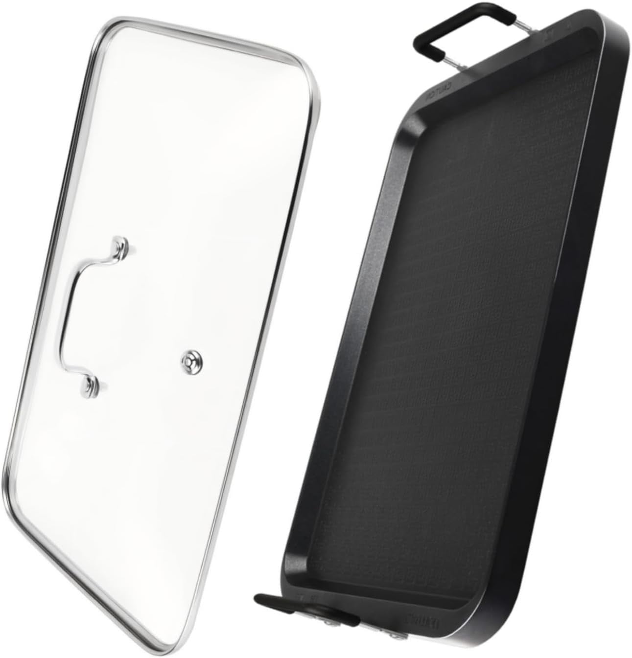 Shukong Vaye Aluminum Griddle Pan with Glass Lid, Non-Stick for Gas ...
