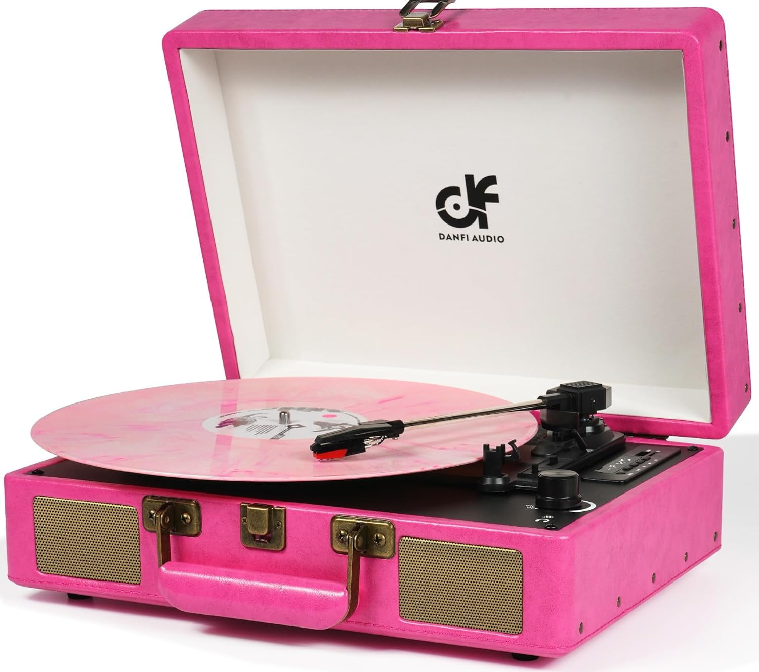 Shukong Vintage Bluetooth Suitcase Record Player with Built-in Speakers ...