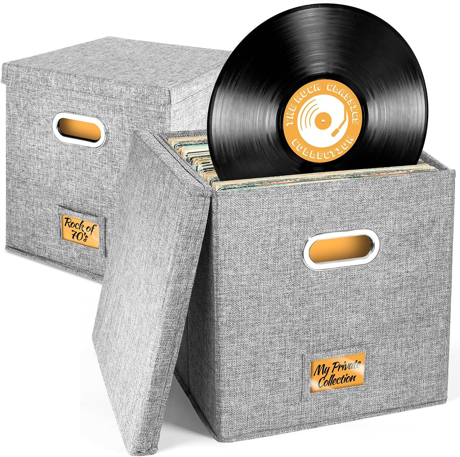 Shukong Vinyl Record Storage Box for up to 50+ 12-Inch Albums, Records ...