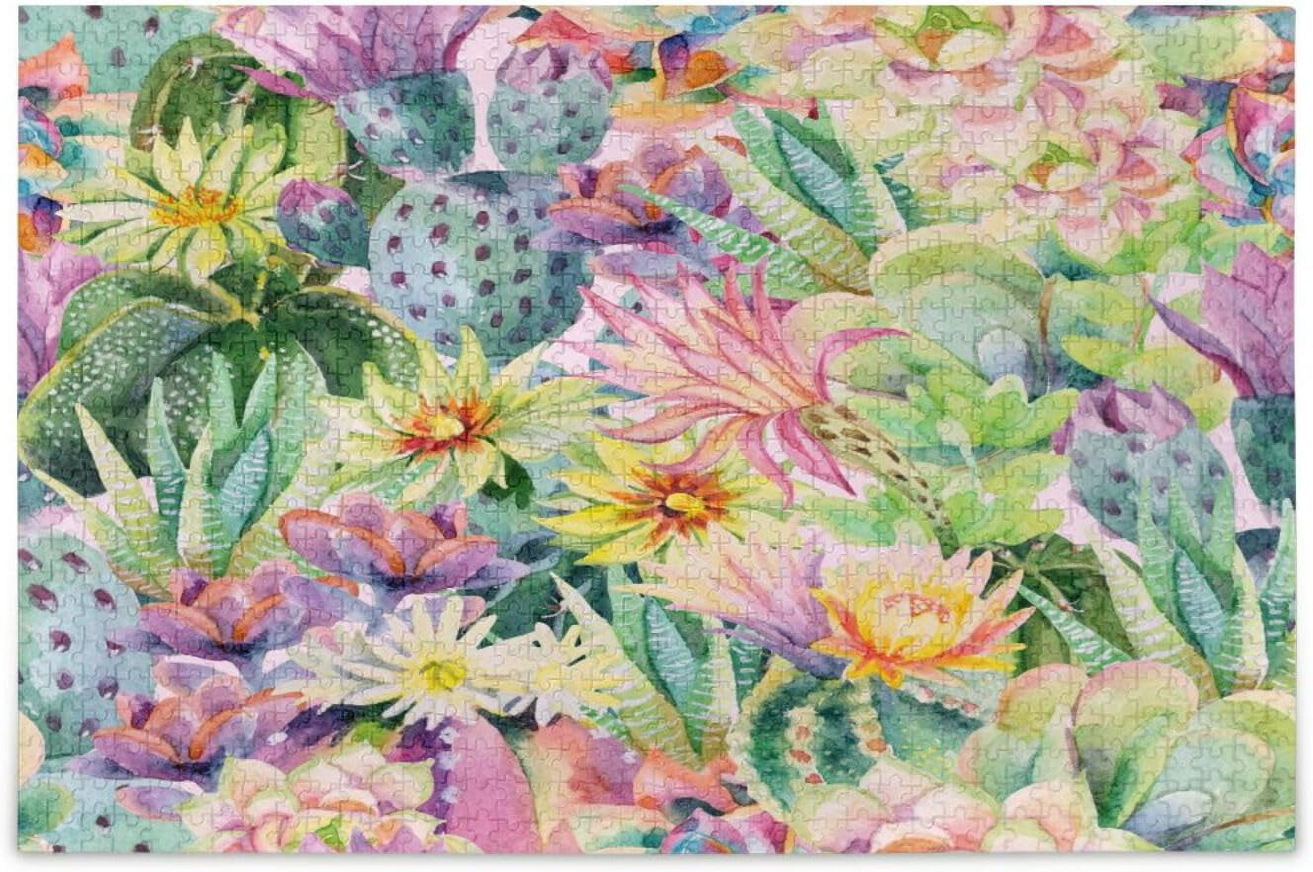 Shukong Watercolor Cactus Puzzles for Adults and Kids 1000 Pieces ...
