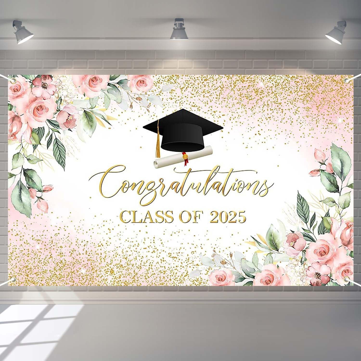 Shukong Watercolor Floral Graduation Backdrop Blush Pink Floral ...
