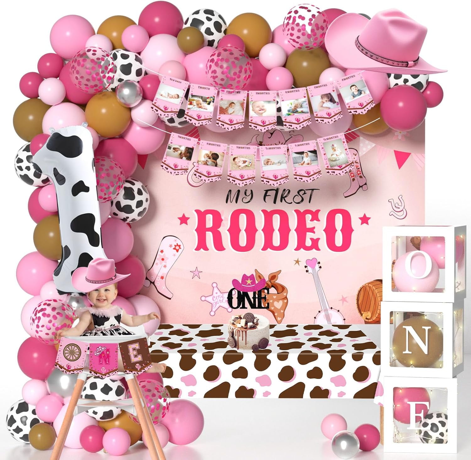 Shukong Western Cowgirl 1st Birthday Decorations with Cowgirl Balloon ...