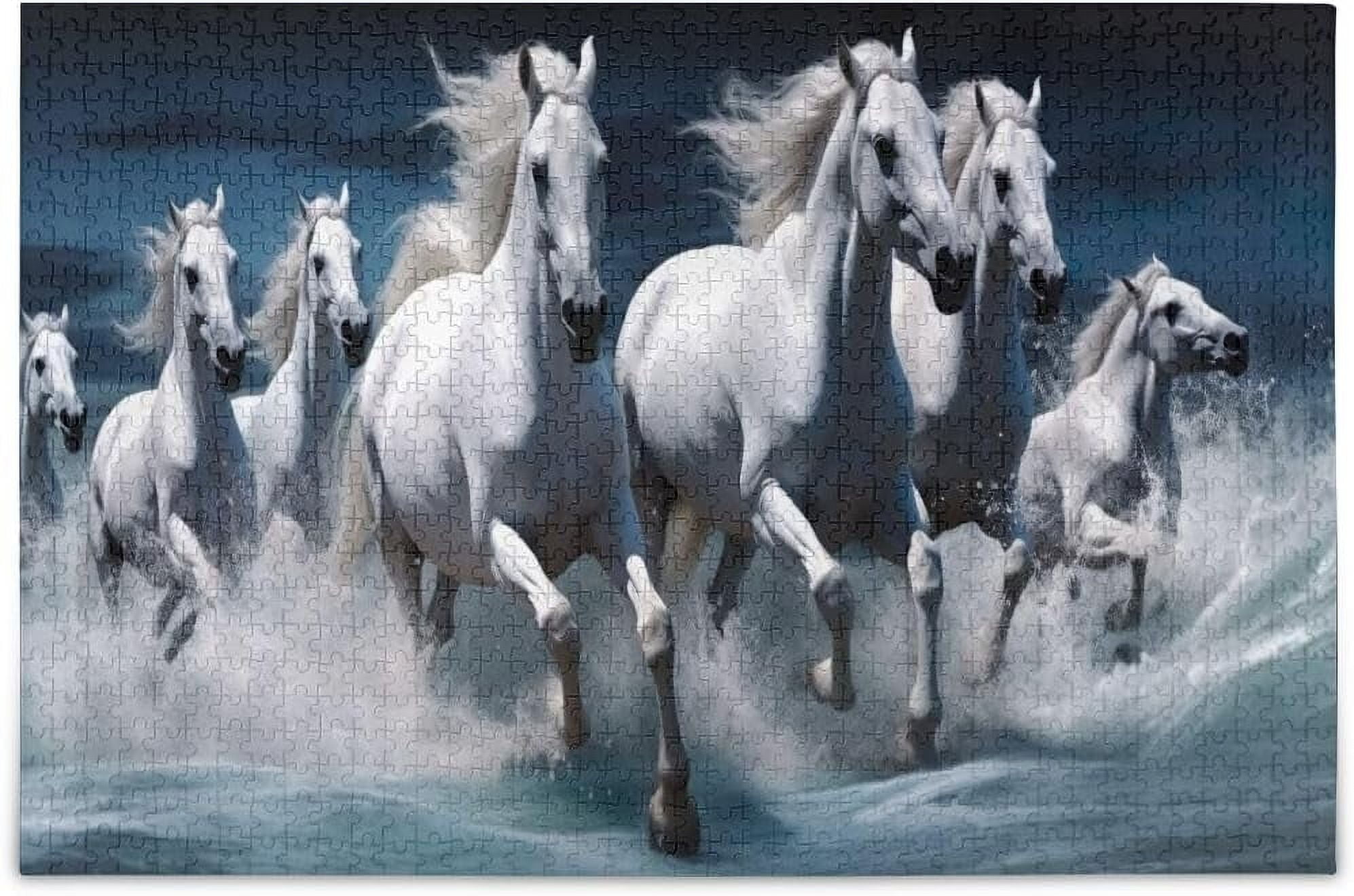 Shukong White Horse Jigsaw Puzzles 500 Piece for Adults Large Puzzle ...