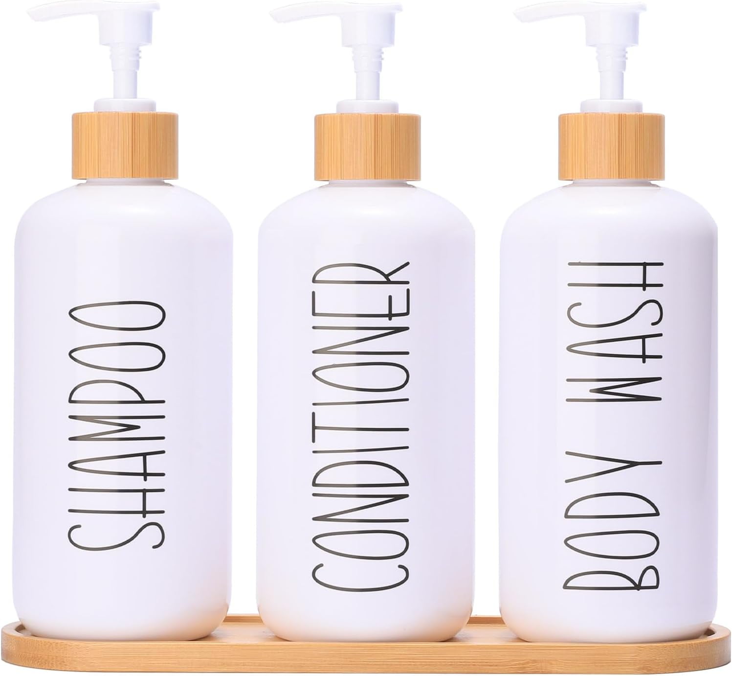 Shukong White Shampoo and Conditioner Dispenser Set, Contains 3 Extra ...