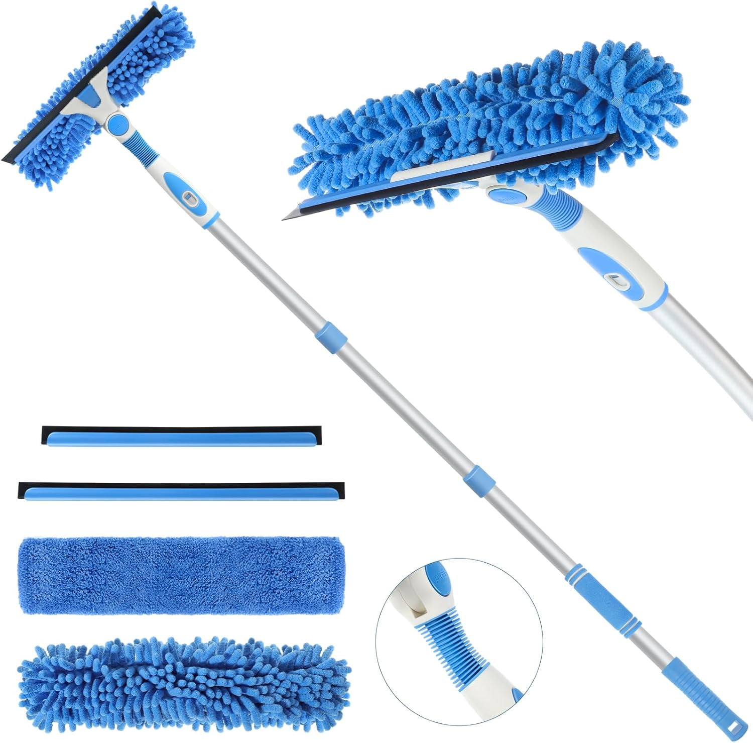 Shukong Window Squeegee Cleaner,2 in 1 Shower Squeegee with Extension ...