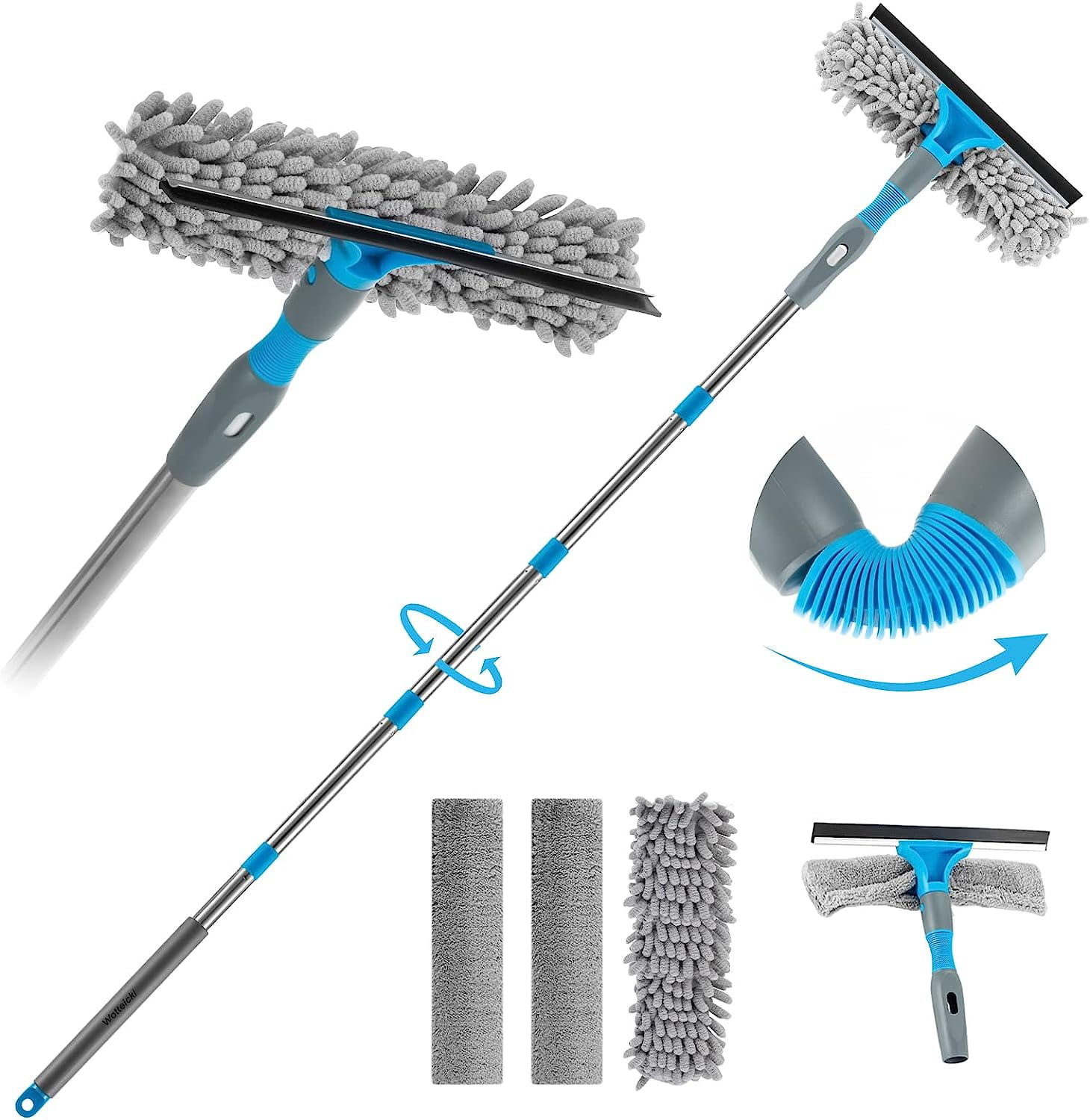 Shukong Window Squeegee Cleaner, 2 in 1 Rotatable Window Cleaning Tool ...