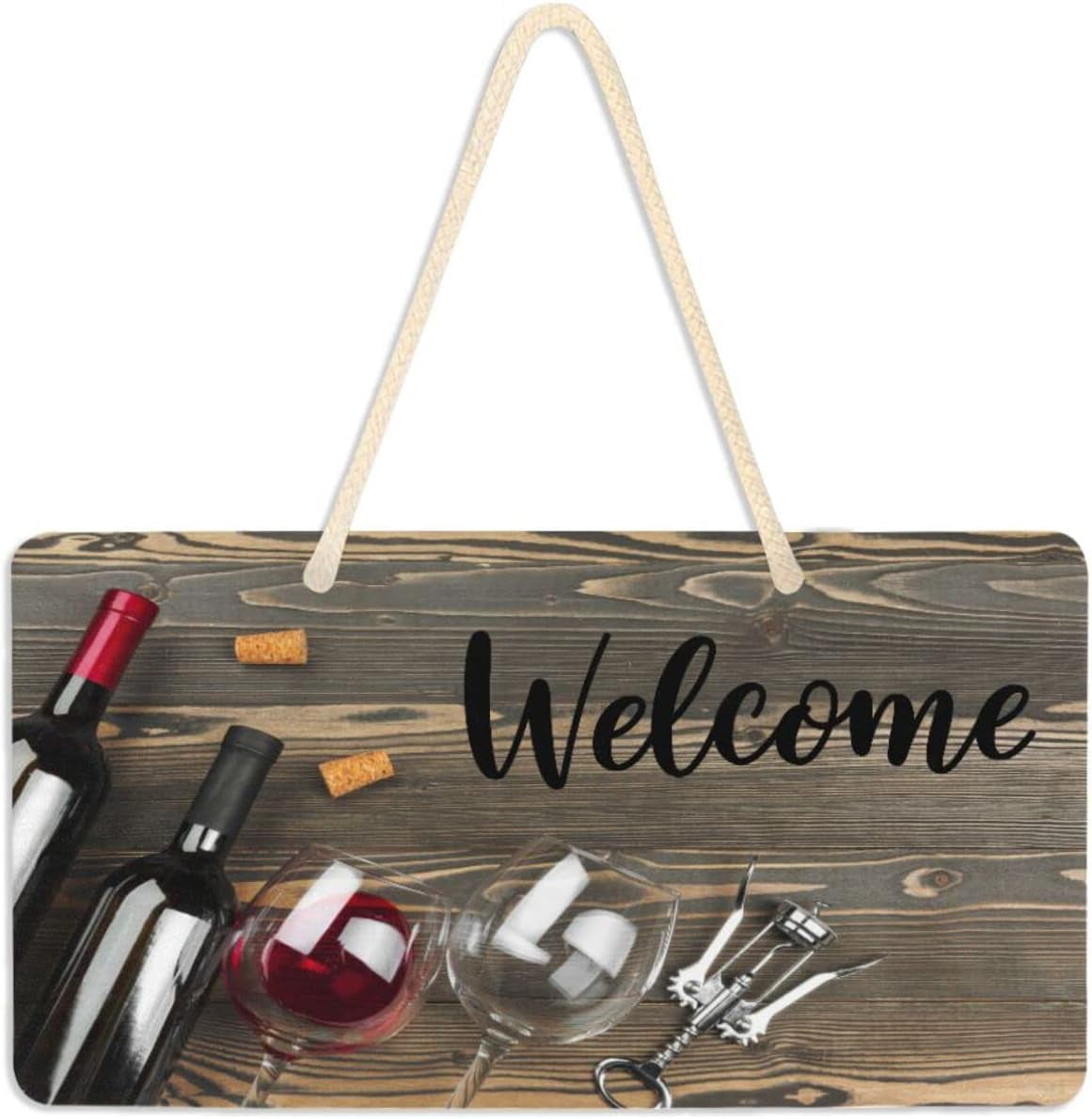 Shukong Wine and Cork and Corkscrew Door Sign For Front Door, Plaque ...