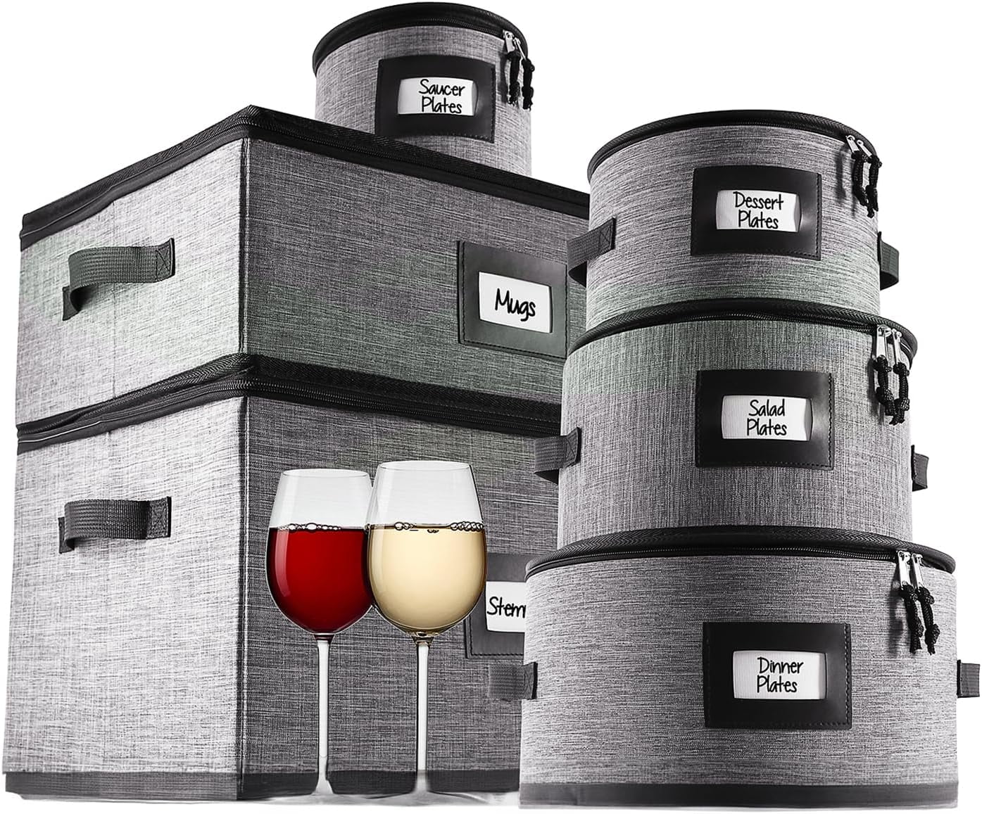 Shukong Wine Glass Storage Box with Dividers – Quilted and Stackable ...