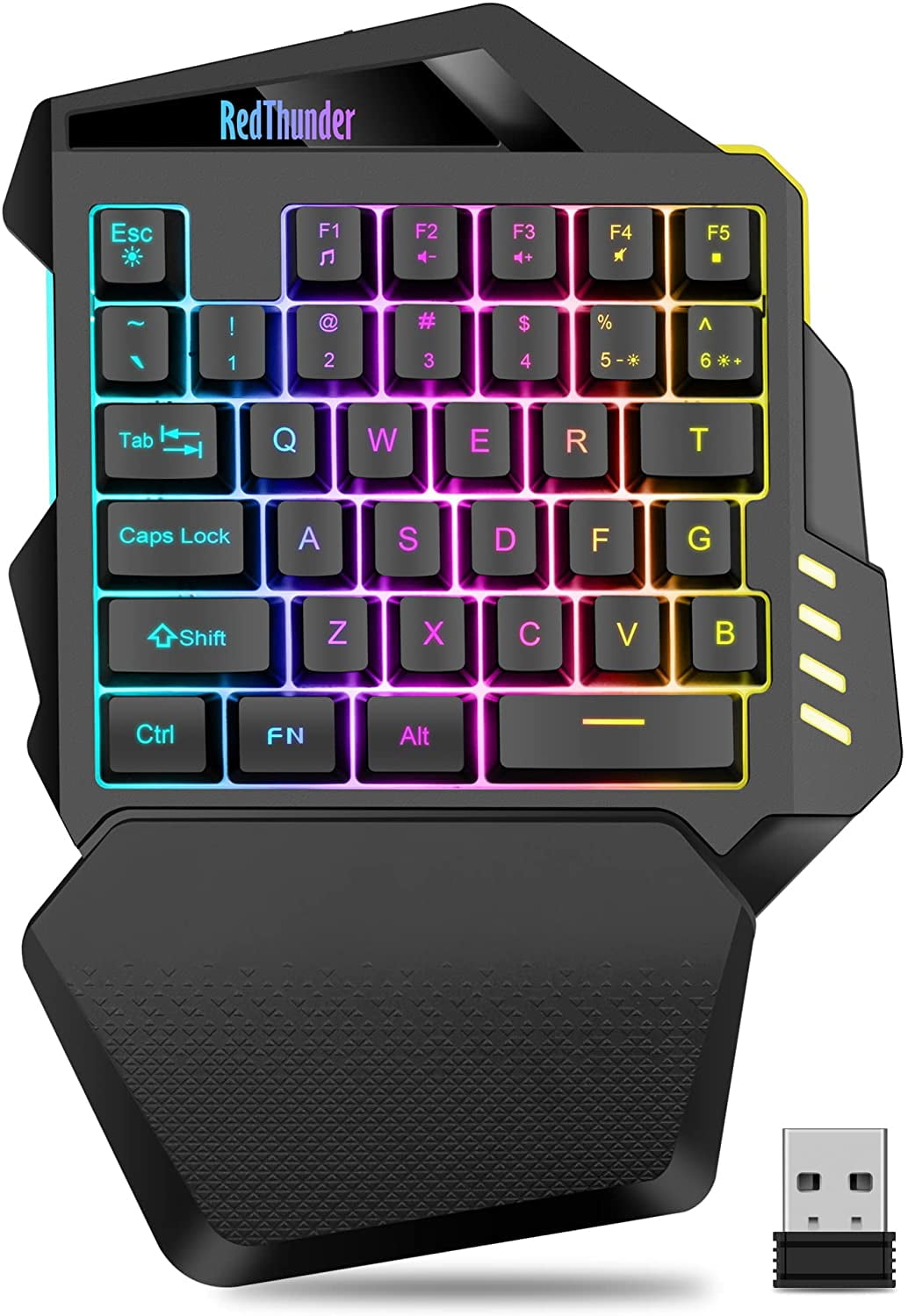 Shukong Wireless One-Handed Gaming Keyboard, 2.4Ghz RGB Backlit Mini ...