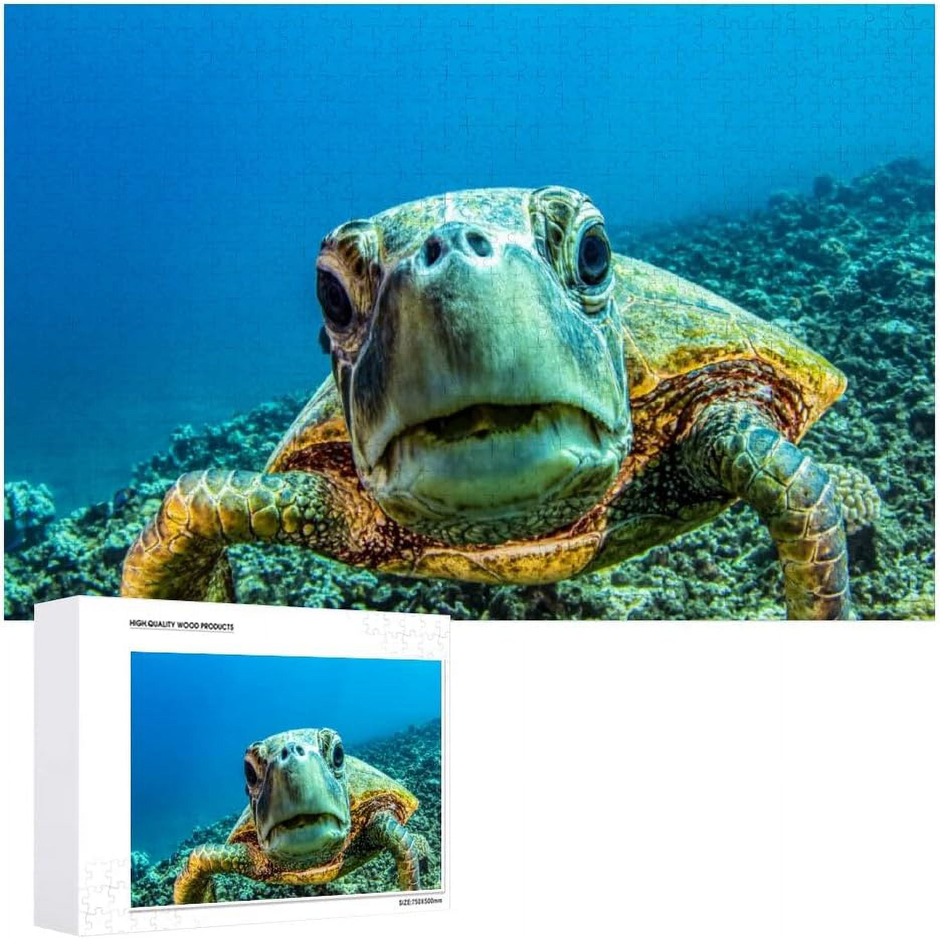 Shukong Wooden Jigsaw Puzzles 500 Pieces Underwater Sea Turtle Portrait ...