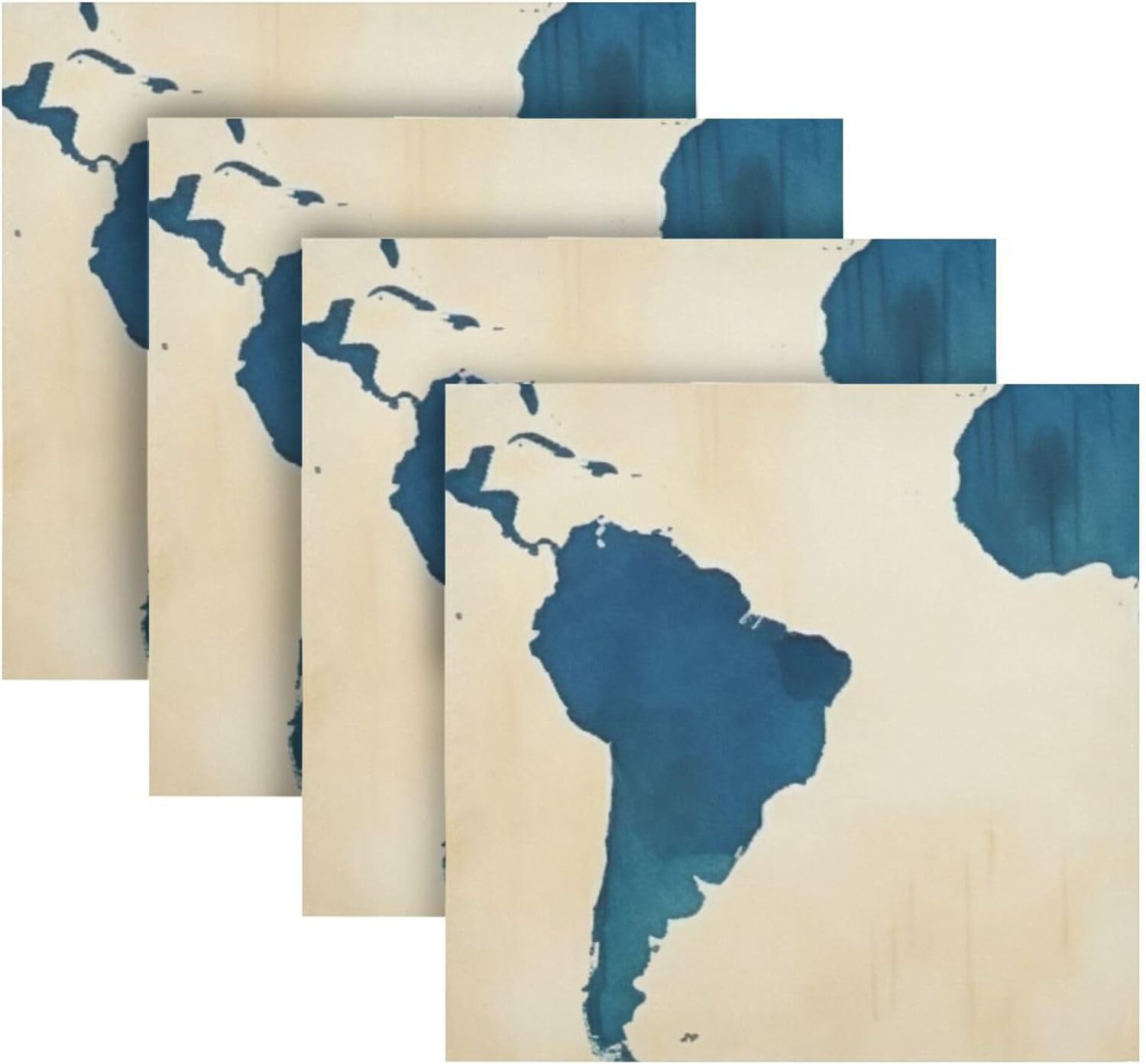 Shukong World Map Cloth Napkins Set of 4, Reusable Washable Polyester ...