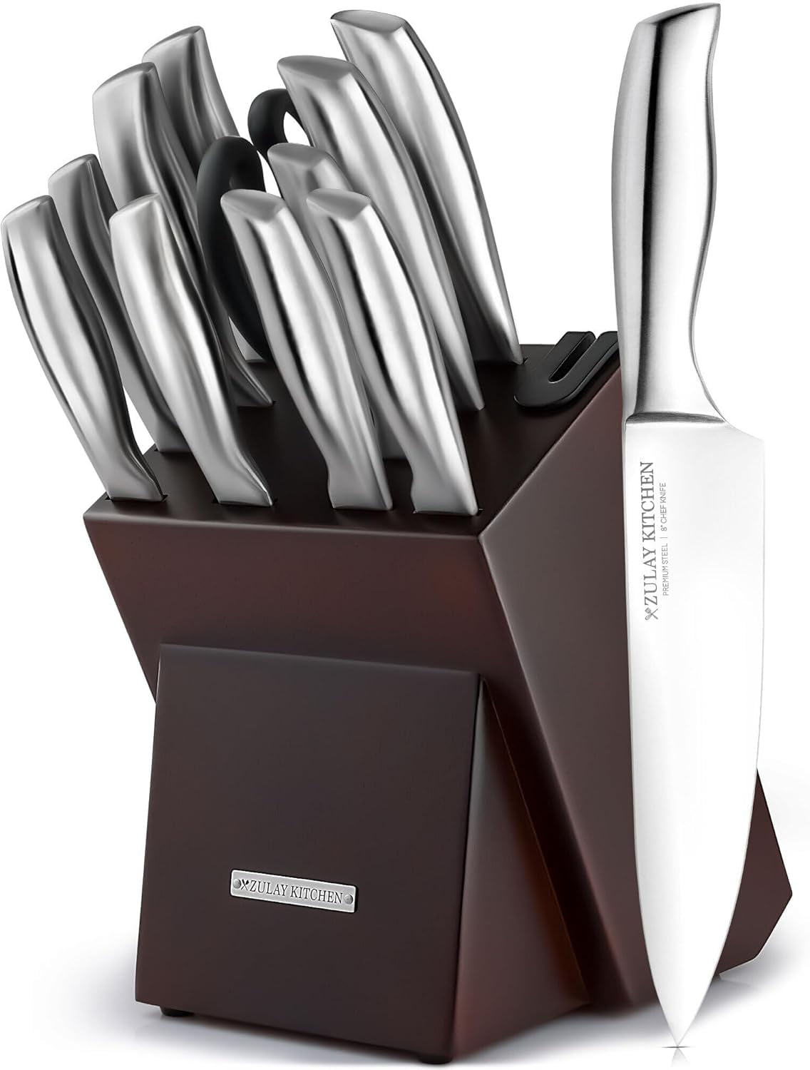 Shukong Zulay 12 Piece Stainless Steel Knife Set with Block and ...