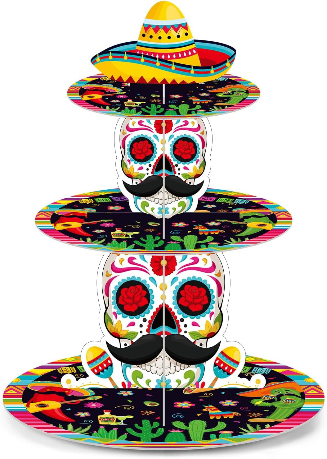 Shukong esta Party Decorations 3 Tier Mexican Birthday Party Cupcake Stand Cinco De Mayo Cupcake ...
