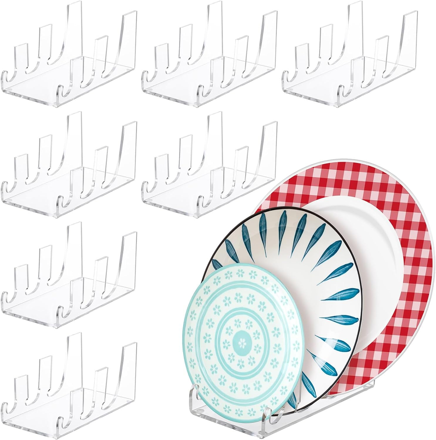 Shukong qik 8 Pcs 3 Tier Plate Dinnerware Display Stand Acrylic Plate ...