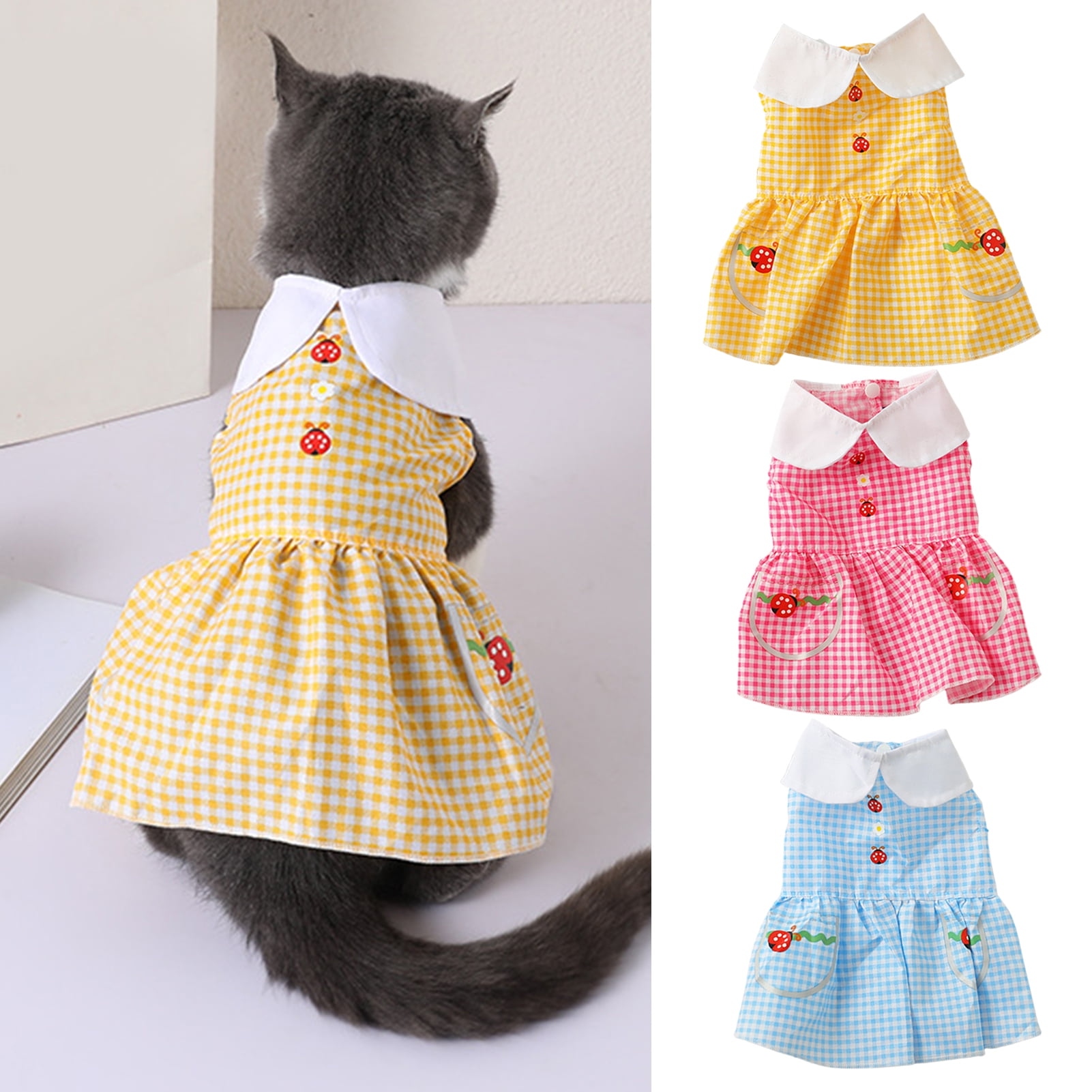 Shulemin Pet Dress,Cat Clothes Lapel Neck Fashion Princess Skirt Party ...