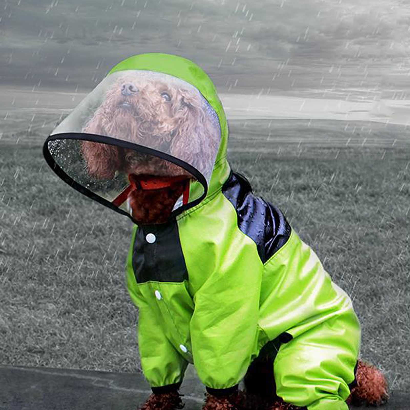 Shulemin Pet Raincoat Transparent Waterproof Puppy Dog Faux Leather ...