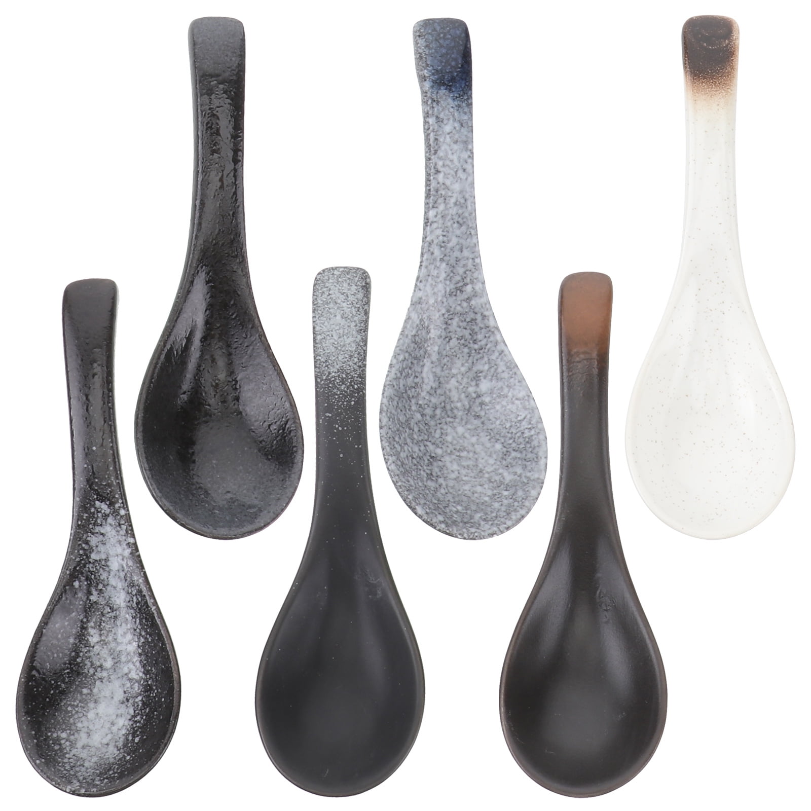 Shuliwen 6Pcs Ceramic Asian Soup Spoons for Ramen Noodles and Udon ...