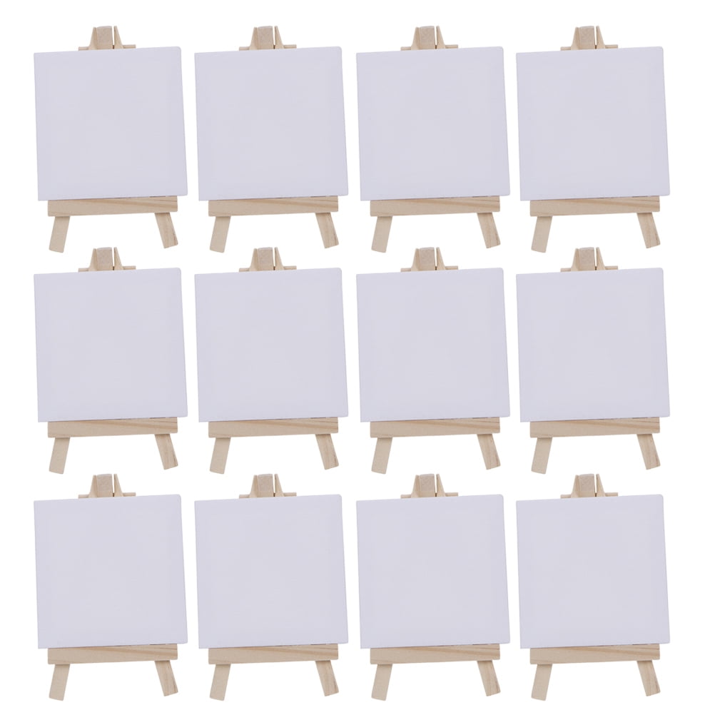 Shuliwen Mini Easel Set 12 Sets of Mini Stretched Artist Canvas Art ...