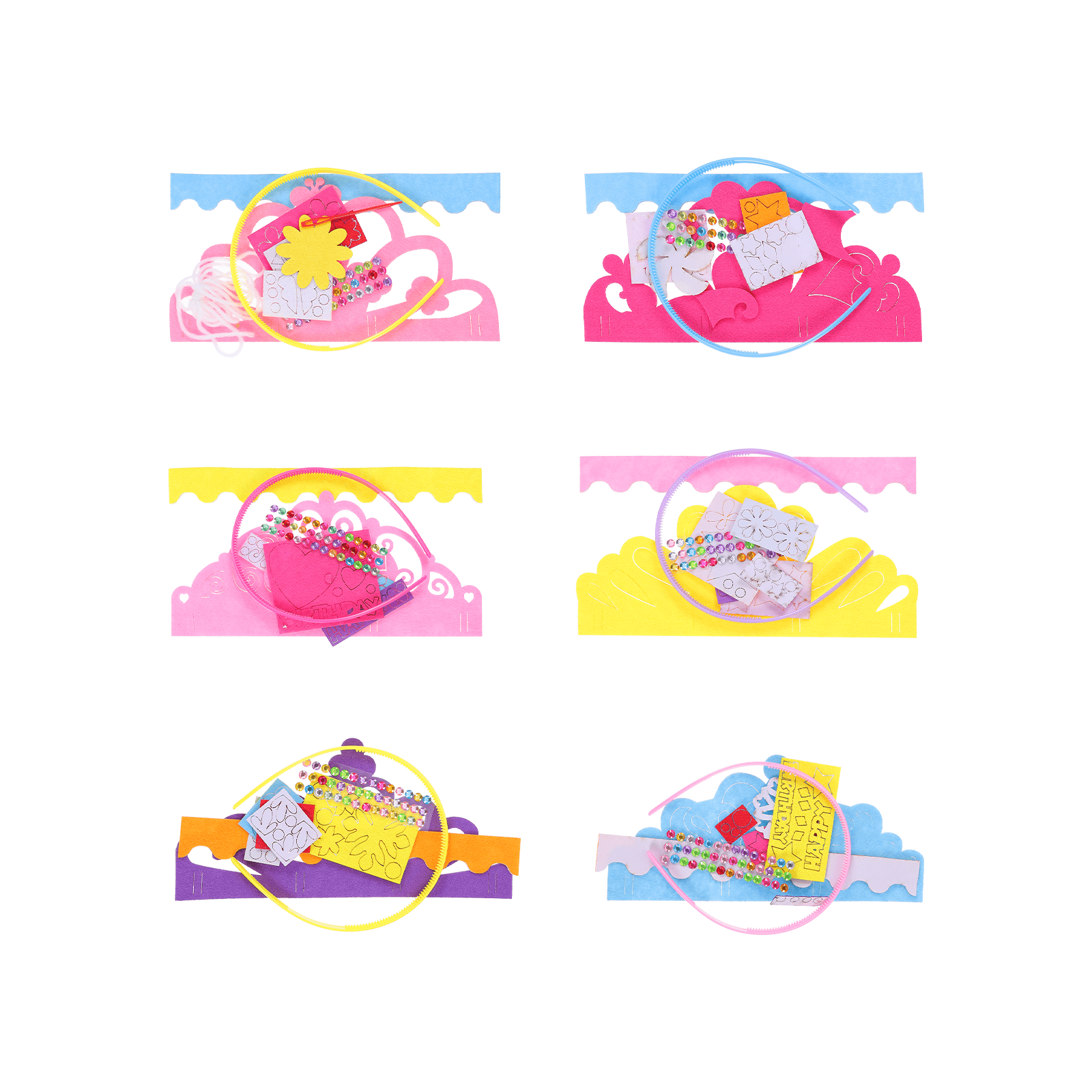 Shuliwen Tiara Craft Kits 6Pcs DIY Crown Hats Tiara Craft Kits Children ...