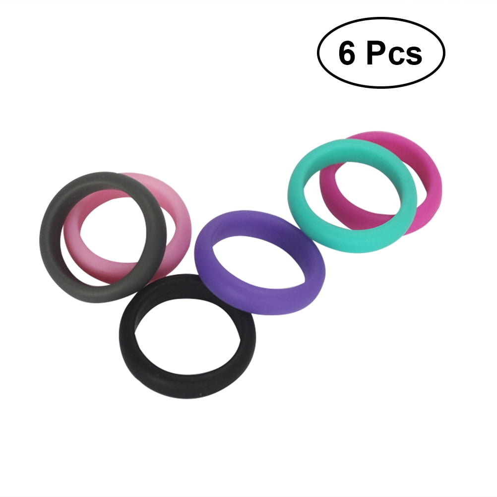 Shuliwen rubber rings 6pcs Silicone Rubber Rings Wedding Bands for Gym ...