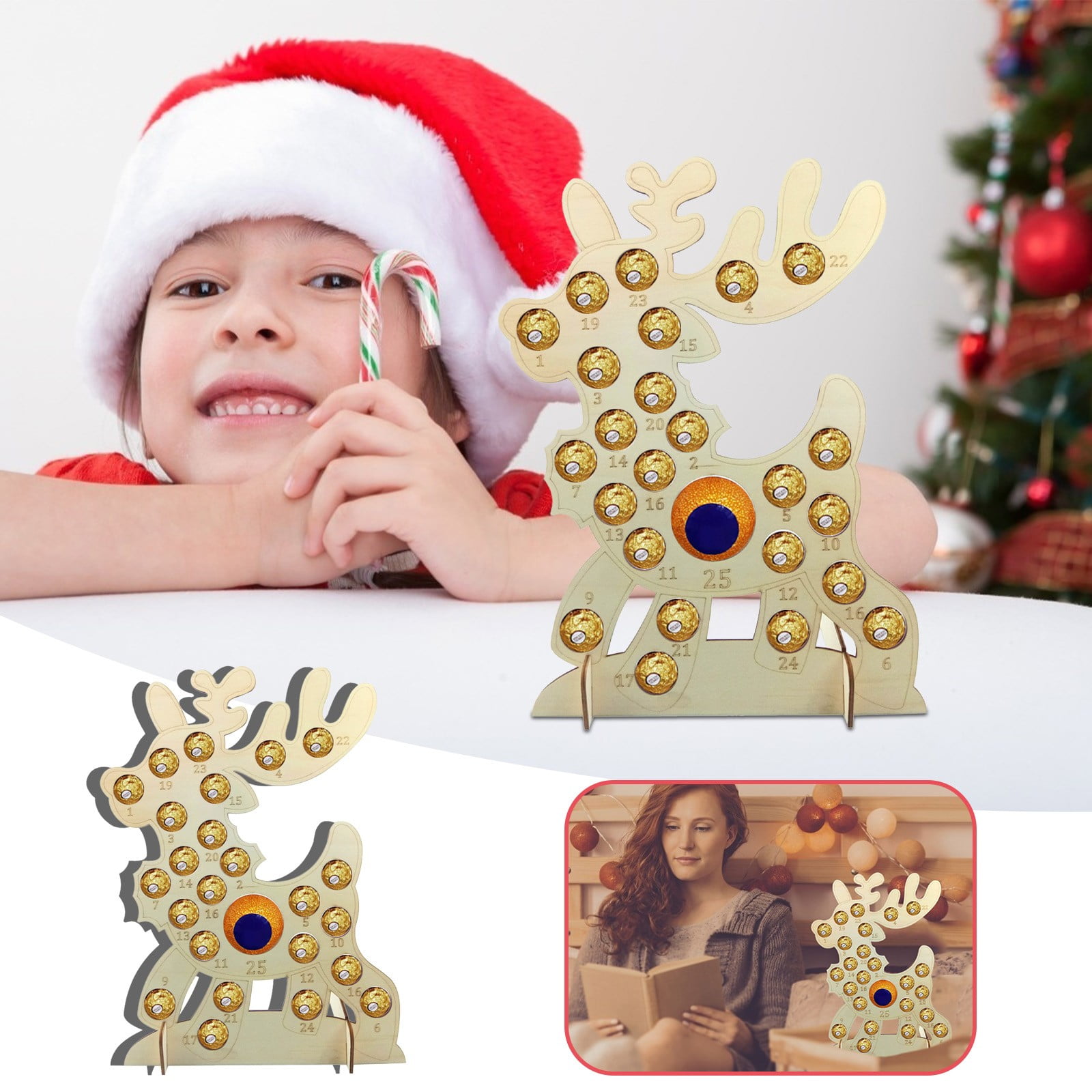 ShunRuiPi Wooden Advent Calendar Christmas Party Chocolate Frame ...