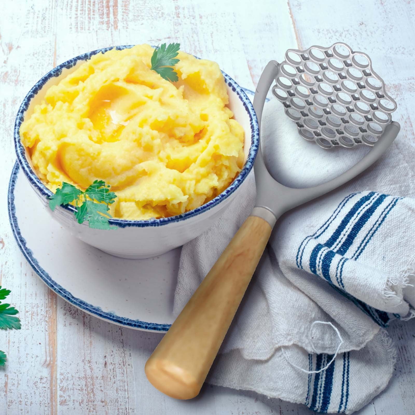 ShunRuiPi Wooden Handle Potato Mud Press Aluminum Alloy Manual Mud ...