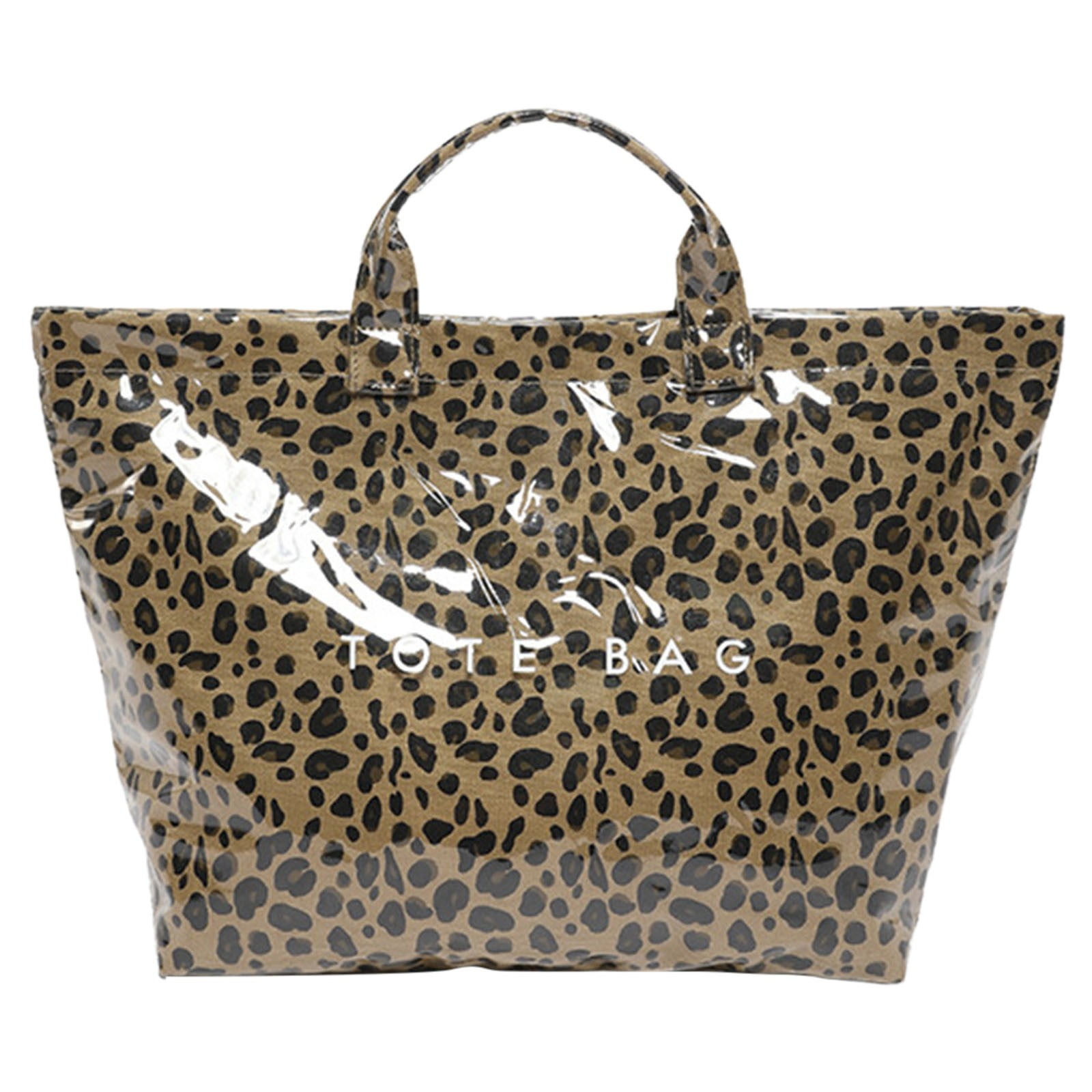 ShunXiQin Women's PVC Tote Bag Letters Print Large Plastic Kraft Paper ...