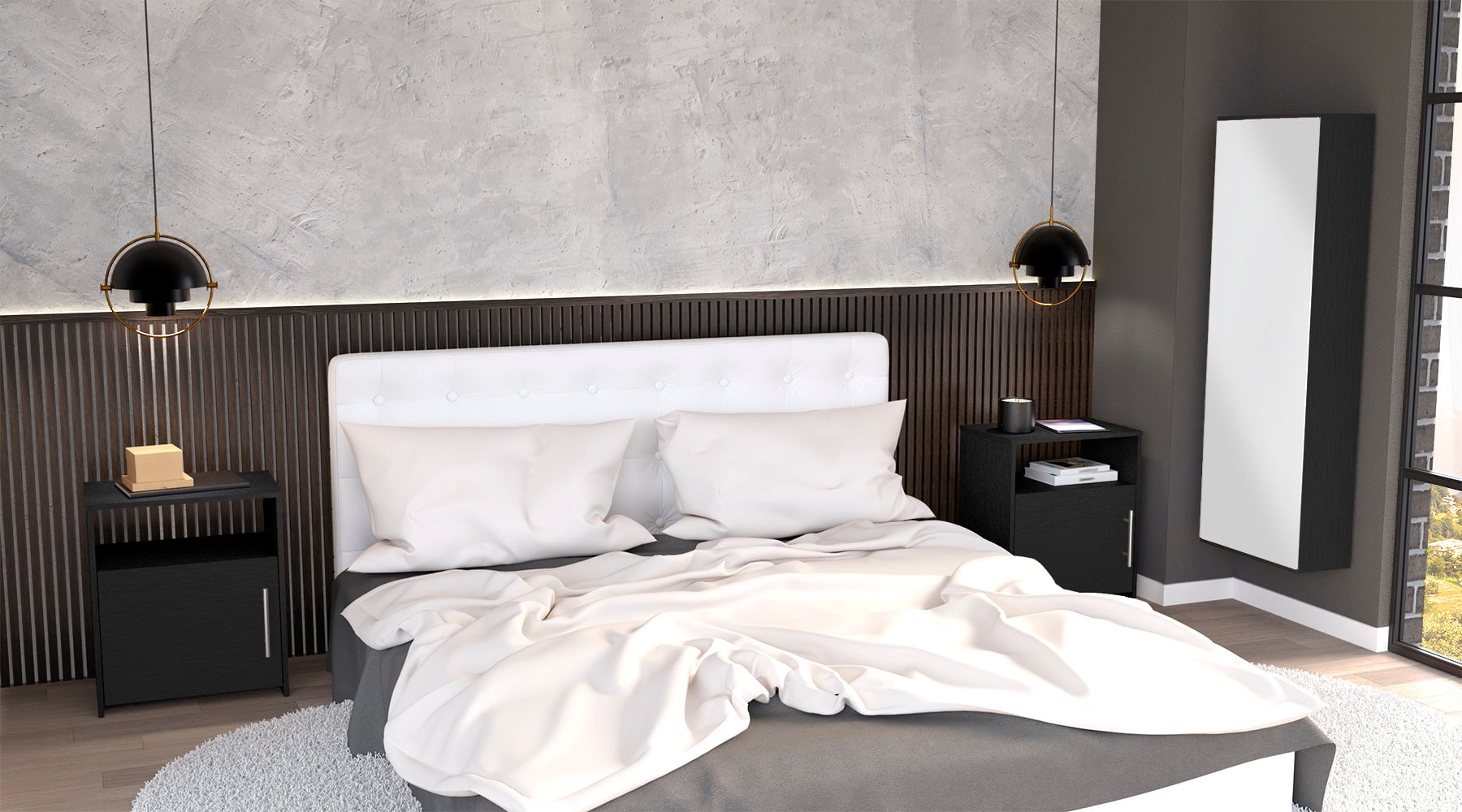 Shunda K 3 Piece Bedroom Set, Baltimore Shoe Rack + 2 Omaha Nightstands ...