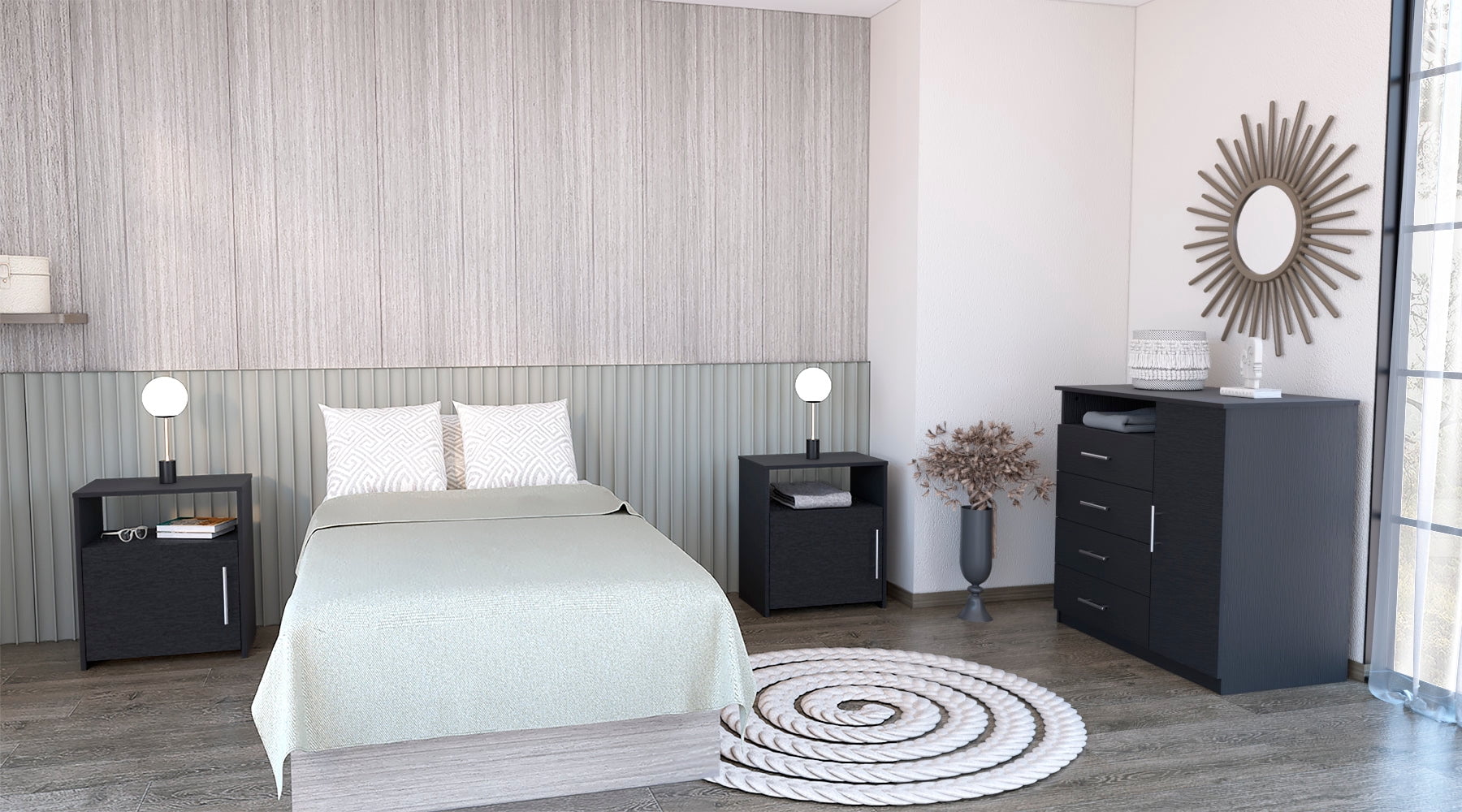 Shunda K 3 Piece Bedroom Set, Rioja 4 Drawer Dresser + 2 Omaha ...