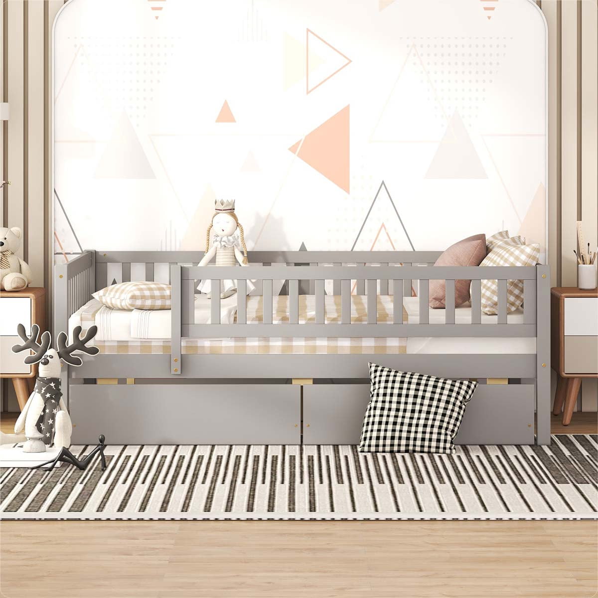 Shunda K Full Size Daybed Wood Bed with Two Drawers - Walmart.com