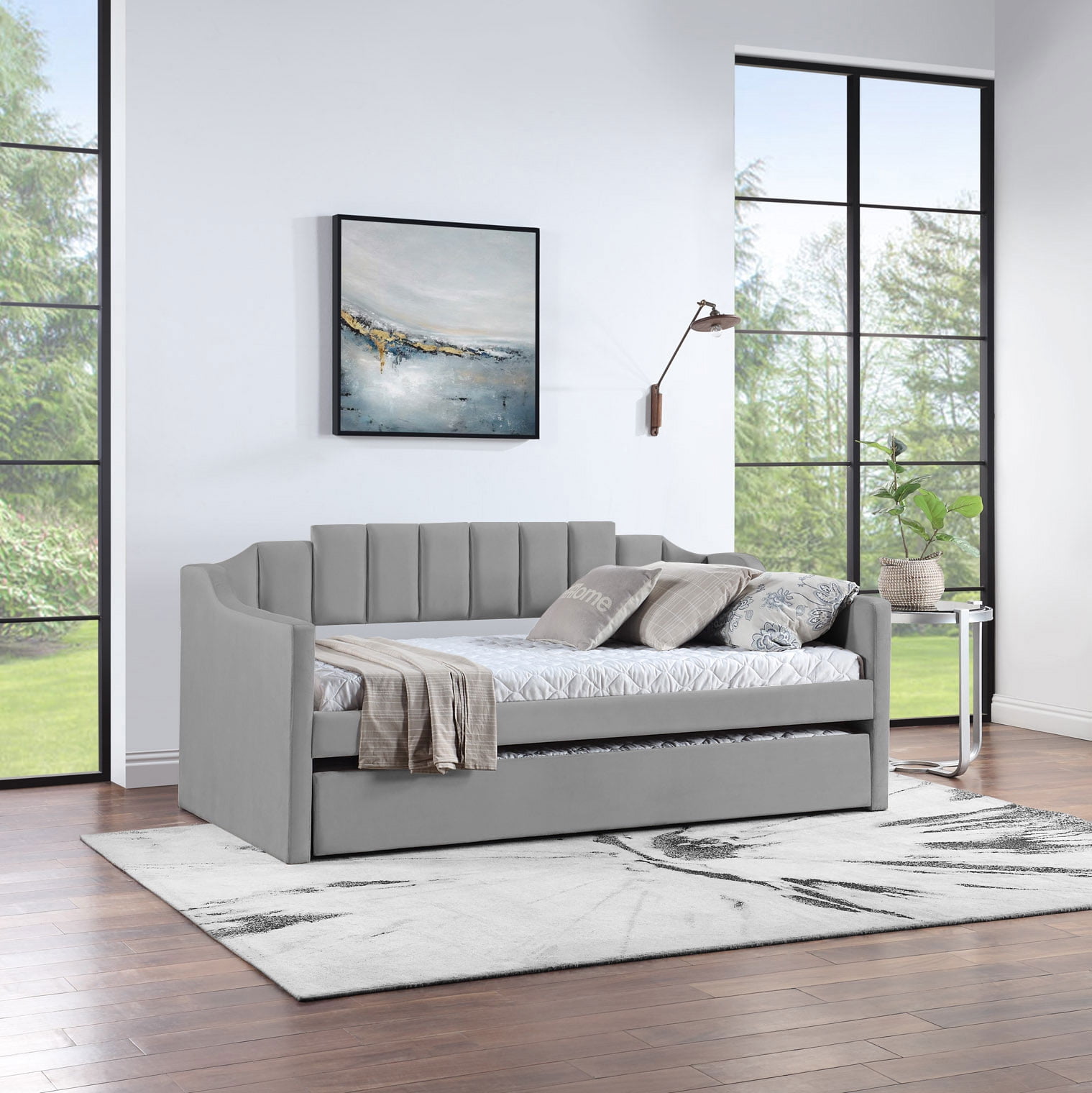 Shunda K Velvet Daybed with Trundle Upholstered Tufted Sofa Bed, both ...