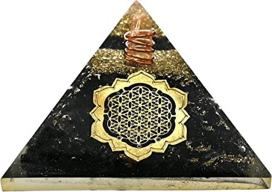 Shungite Crystal Orgone Pyramid, Organite Pyramid Lotus Flower of Life ...